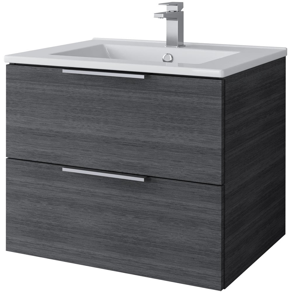 Astini Sofia Senca Grey 2 Drawer Wall Hung 610mm Vanity & Basin Chrome ...