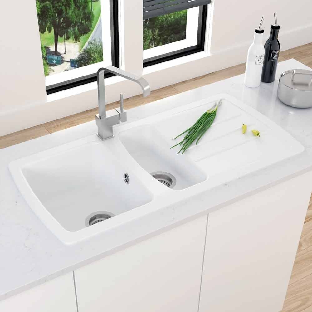 Astini Harrison 1.5 Bowl Composite Synthetic Kitchen Sink & Waste ...