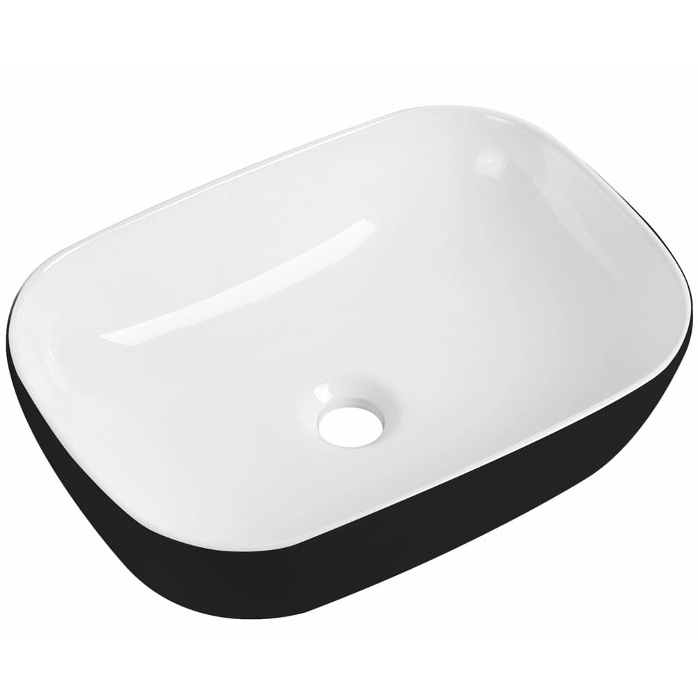 Astini Orca 465x335 Black/White Curved Countertop Basin – Worktop City