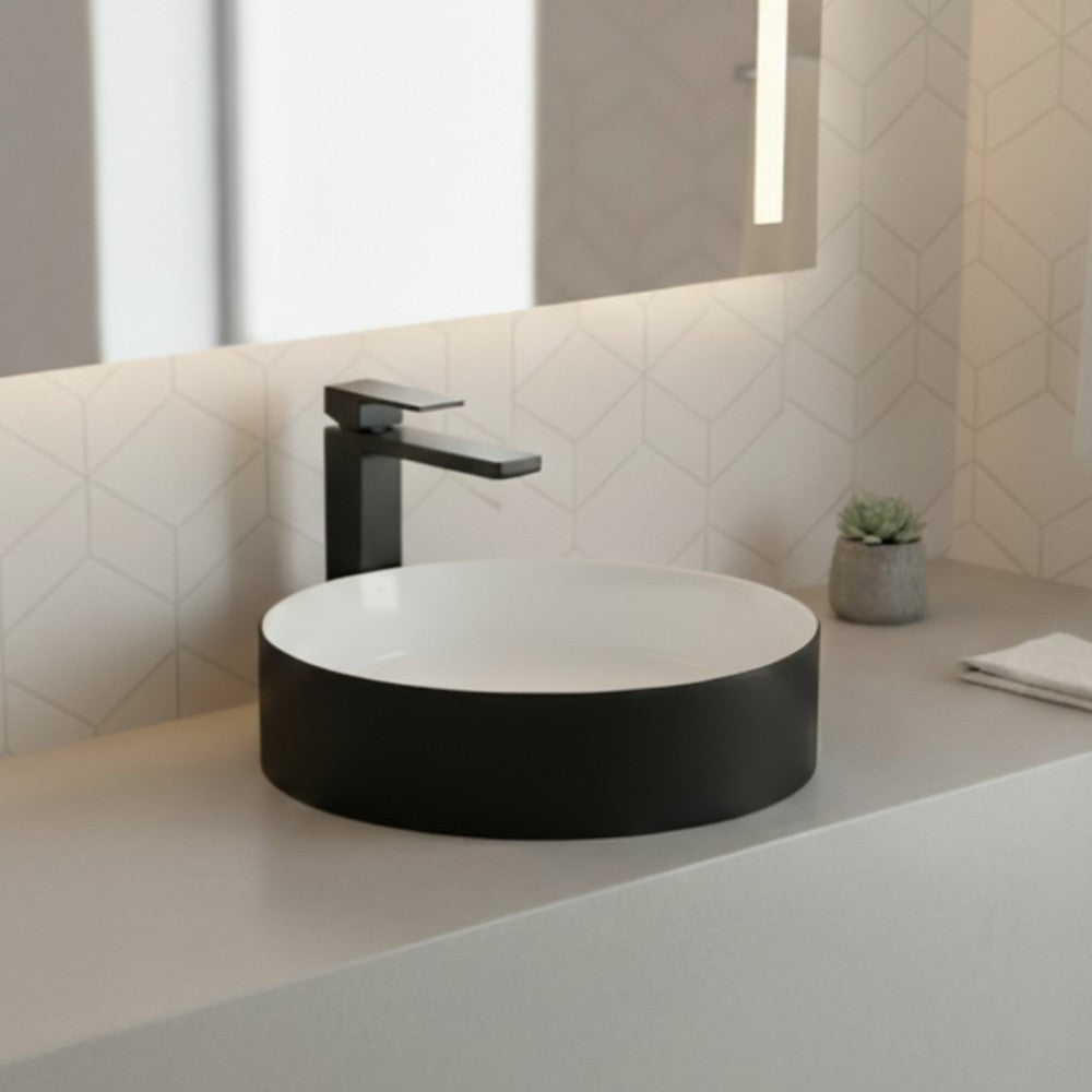 Astini Orca 400 Black/White Round Countertop Basin – Worktop City