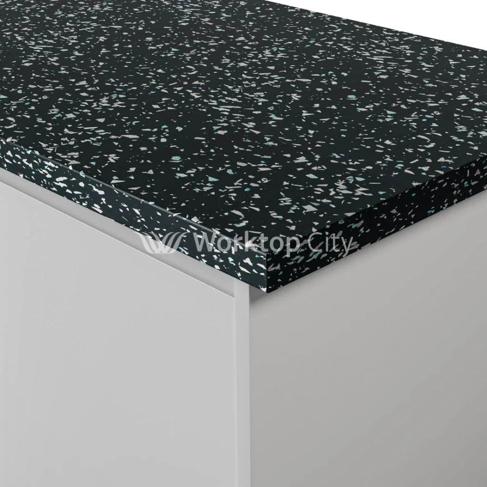 Spectra Black Spark Postformed Laminate Kitchen Worktops- Quartz Finis ...